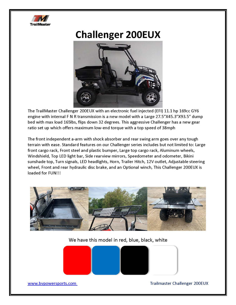 Trailmaster Challenger 200EUX EFI, The Ultimate Challenger Cross Over.