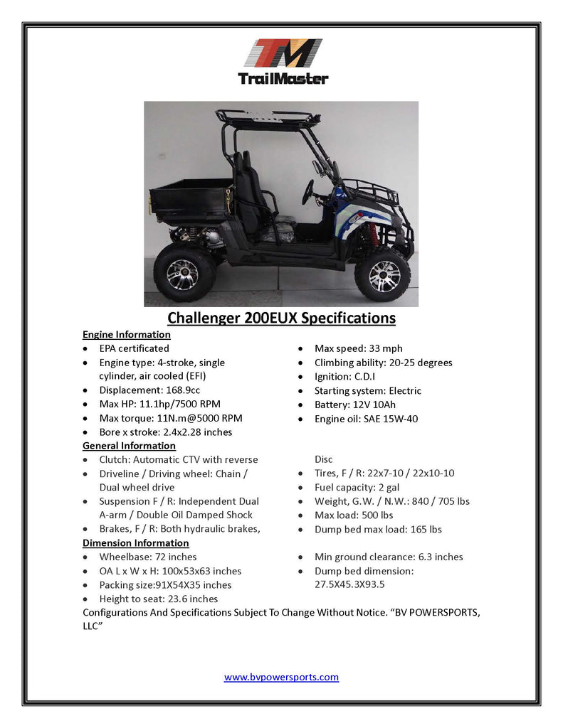 Trailmaster Challenger 200EUX EFI, The Ultimate Challenger Cross Over.