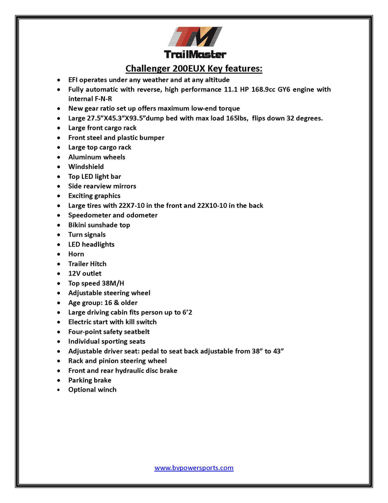 Trailmaster Challenger 200EUX EFI, The Ultimate Challenger Cross Over.