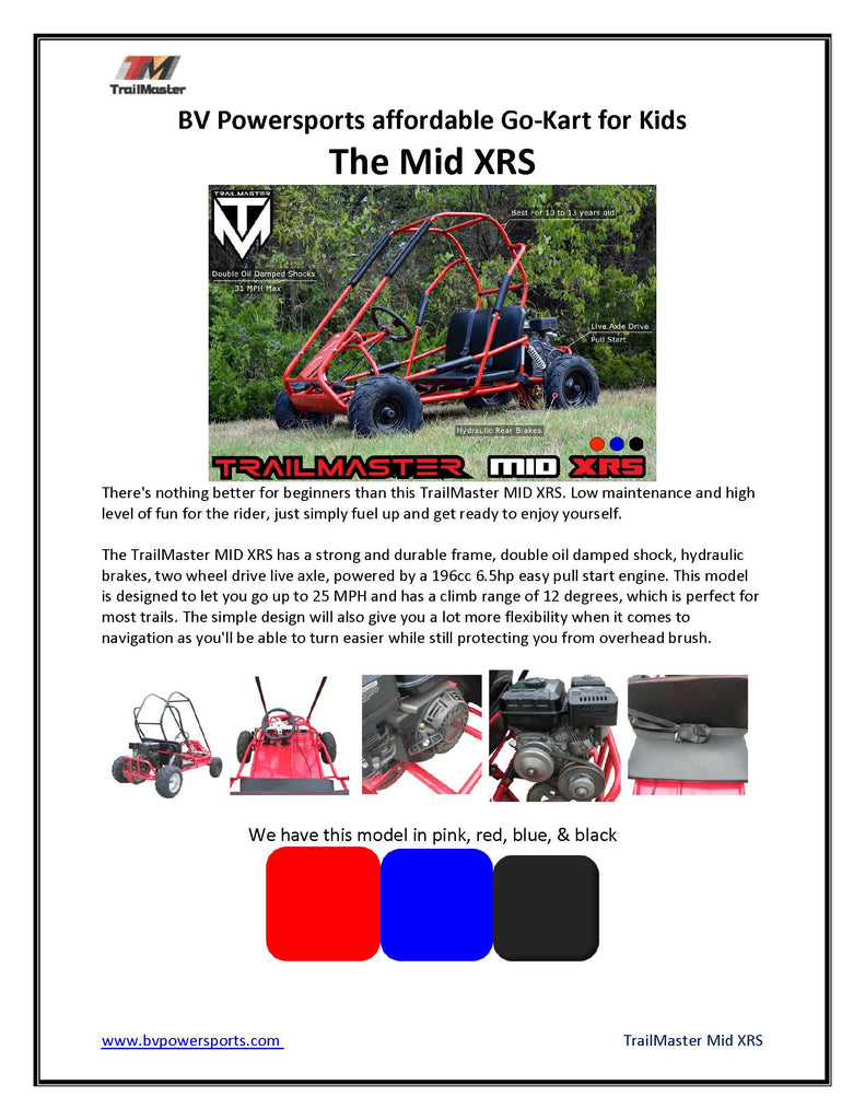 TrailMaster XRS Mid Size Go Kart - TrailMaster Go Kart | MotoBuys