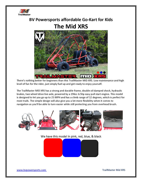TrailMaster XRS Mid Size Go Kart - TrailMaster Go Kart | MotoBuys