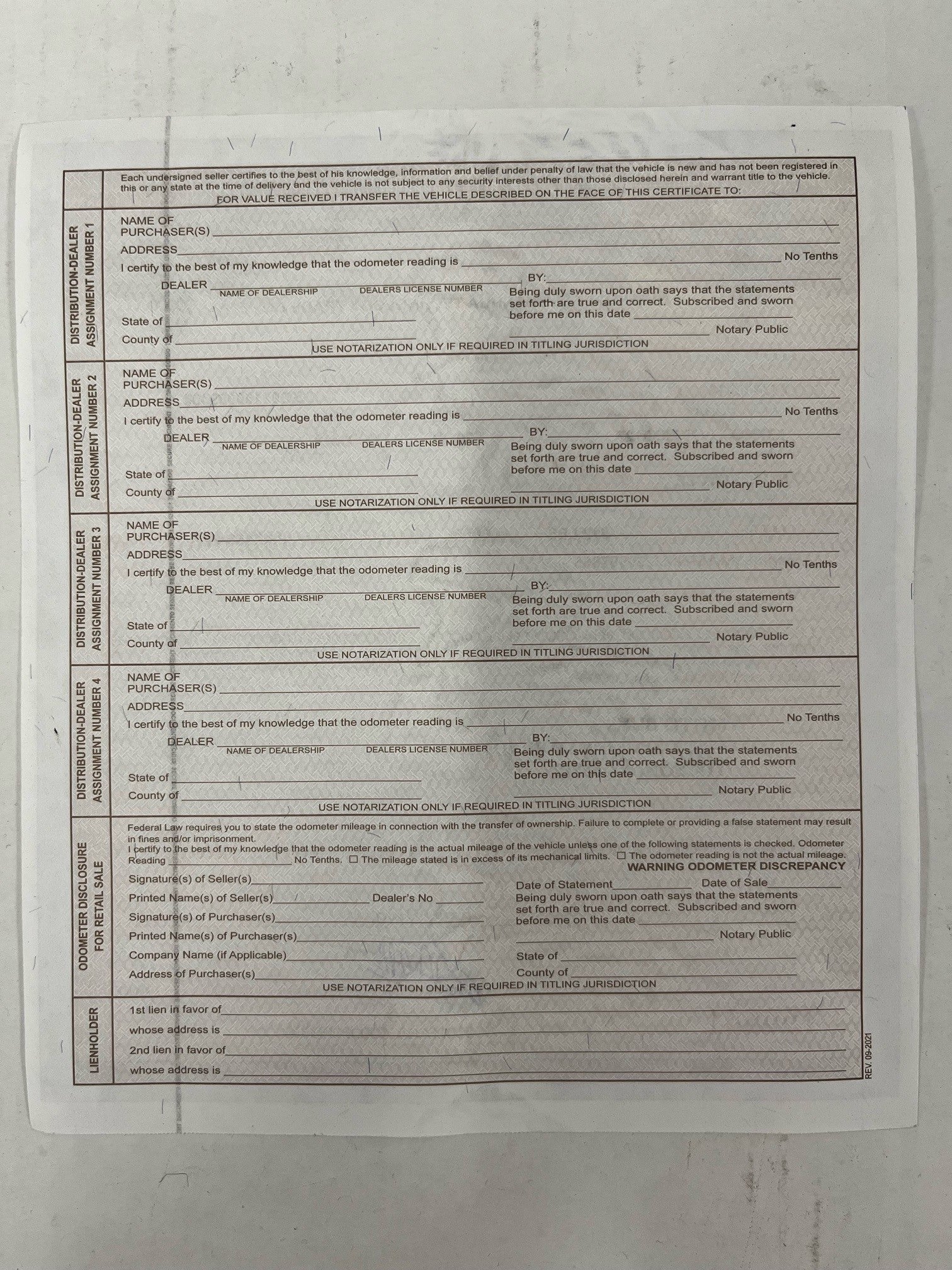 Dealer Endorsed MCO/Title Document | MotoBuys