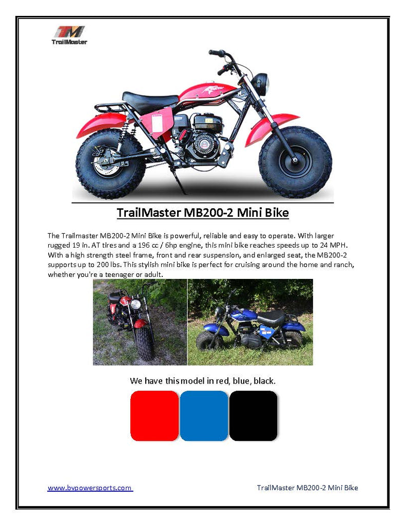 TrailMaster MB200-2 - TrailMaster Minibike | MotoBuys