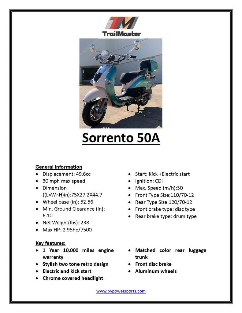TrailMaster Sorrento 50 Scooters - TrailMaster Scooters | MotoBuys