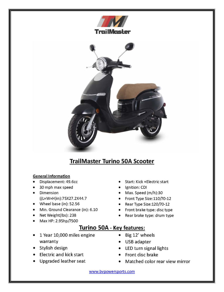 TrailMaster Turino 50 City Scooter - TrailMaster Scooter | MotoBuys
